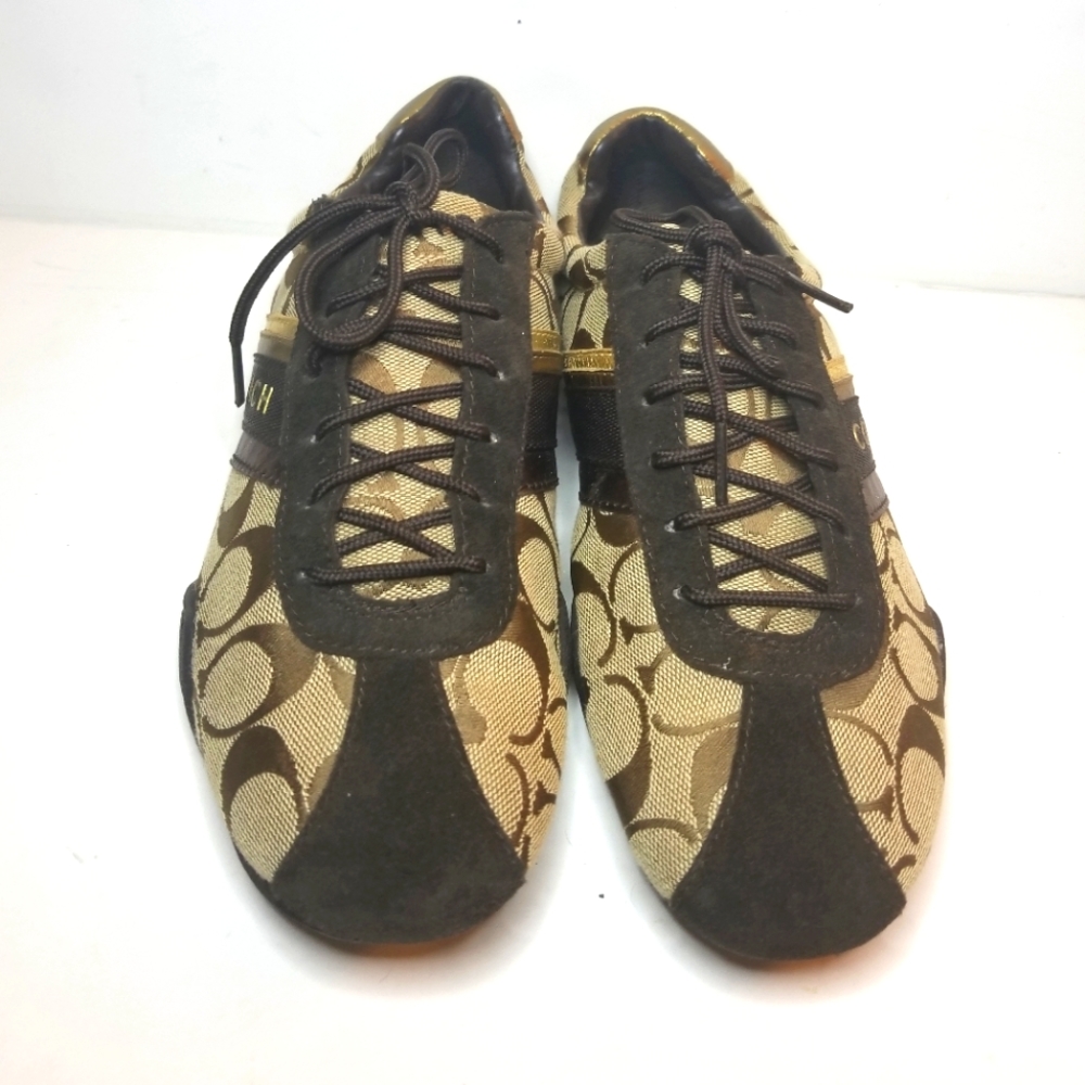 Coach Jayme Brown Signature Canvas Sneakers Size 7.5 - Gem